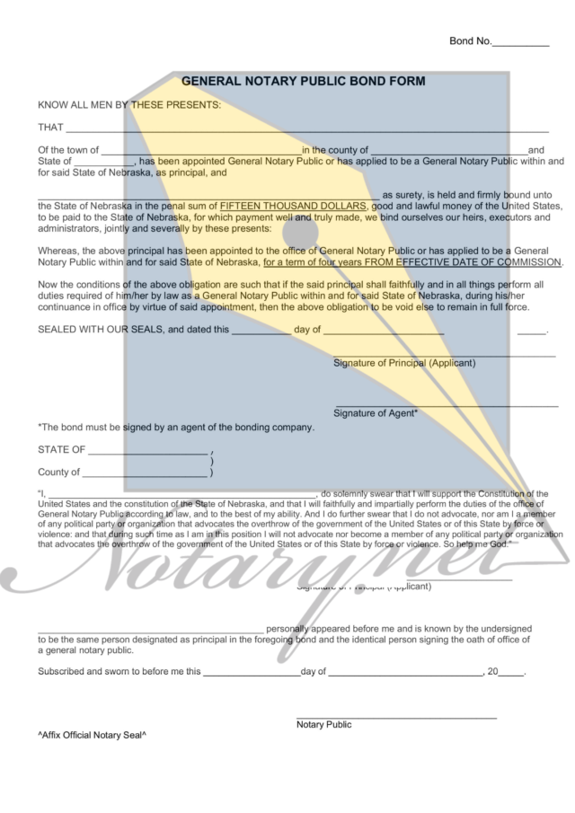 Nebraska Notary Bond ($15,000) » Notary.net