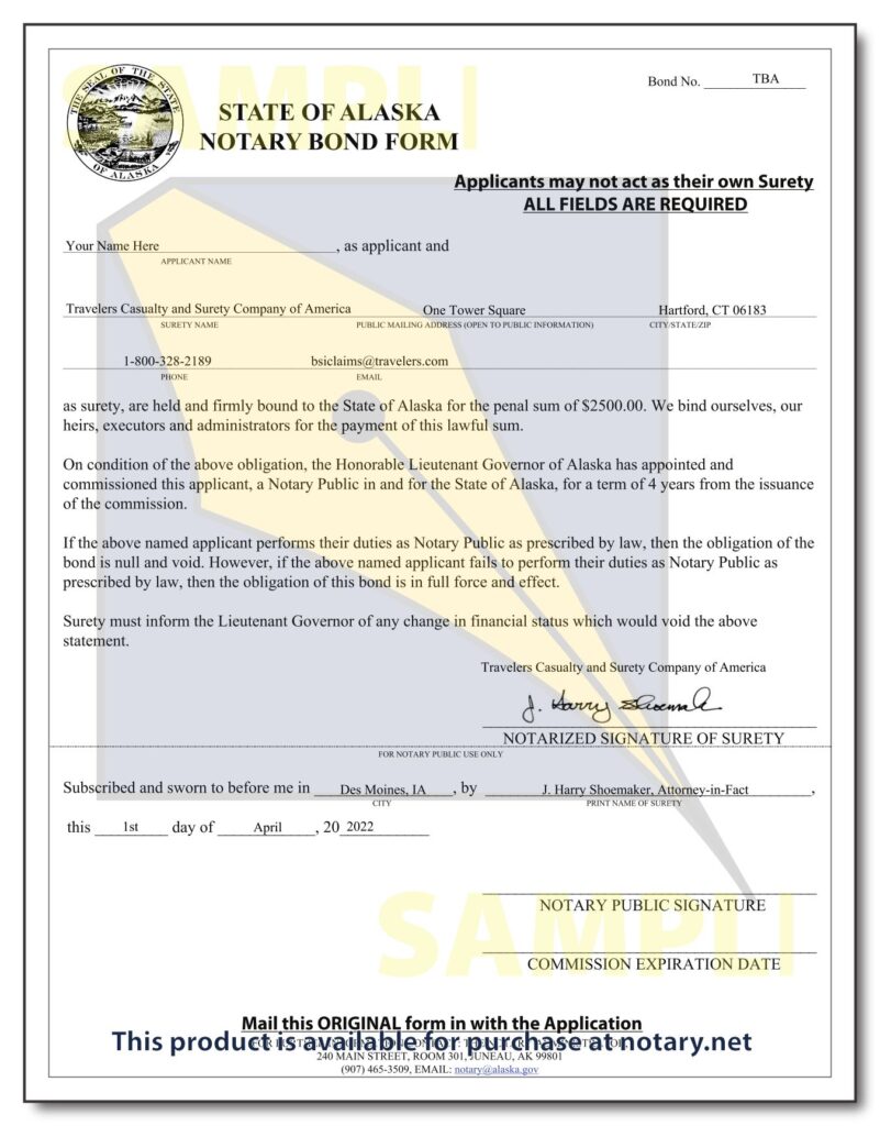 Alaska Notary Bond ($2,500) » Notary.net